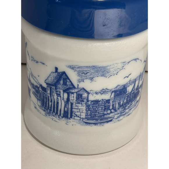The Unbranded Brand | Art | Vintage Milk Glass Seaside Boat Scene White ...